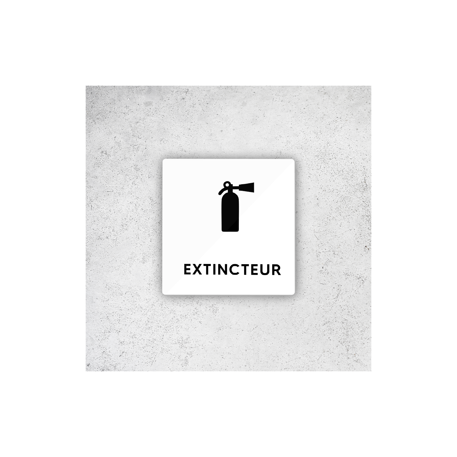 Panneau signalétique en Plexi 9 x 9 cm avec fixation · Modèle Extincteur