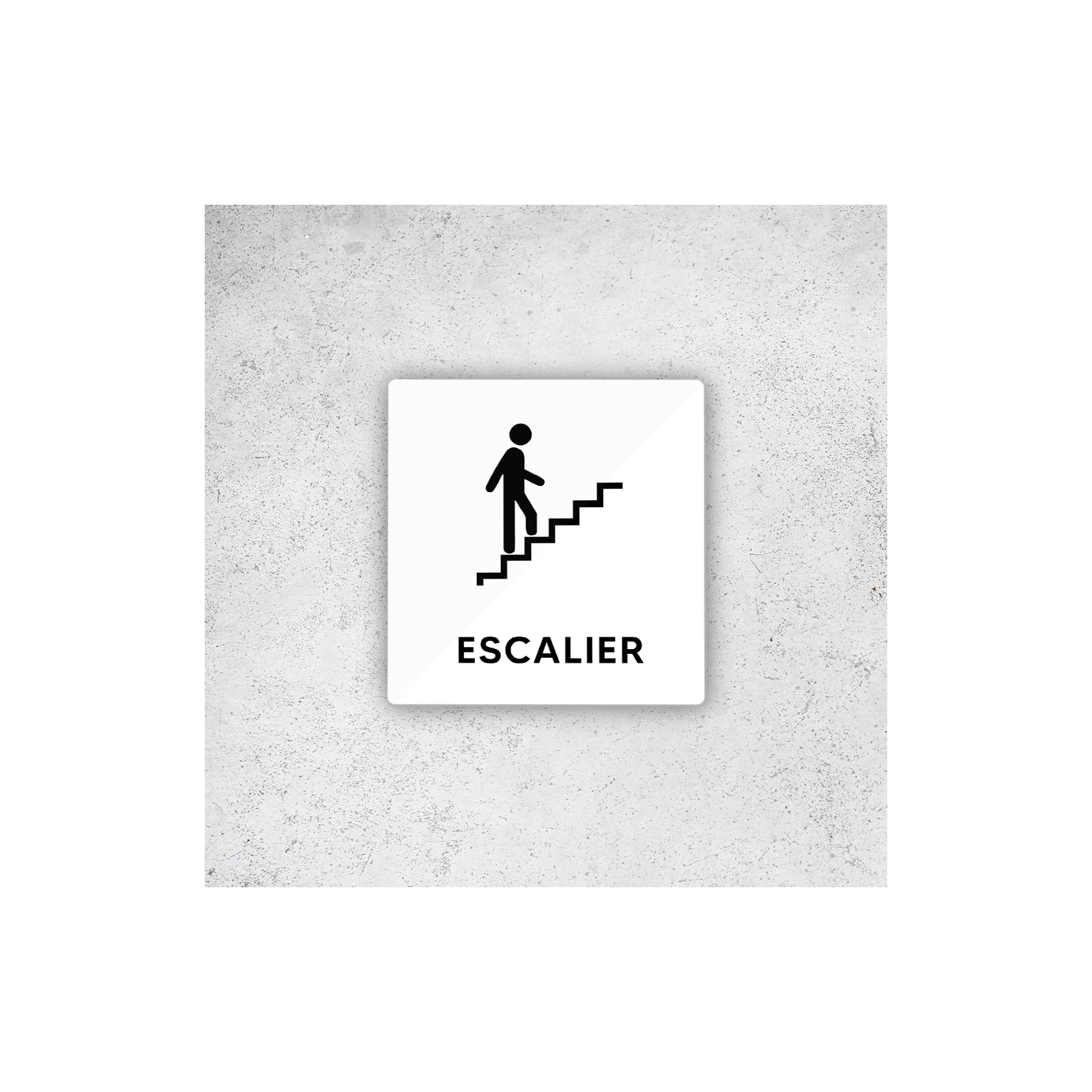Panneau signalétique en Plexi 9 x 9 cm · Modèle Escalier Droite