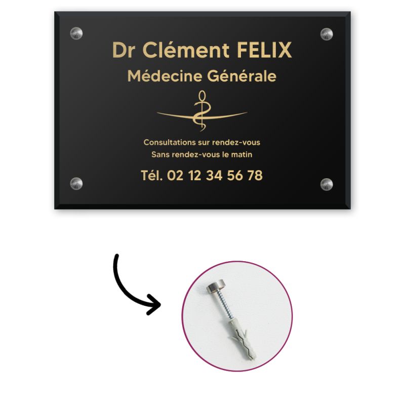 Plaque Professionnelle en Plexi pour médecin avec logo | DECOHO