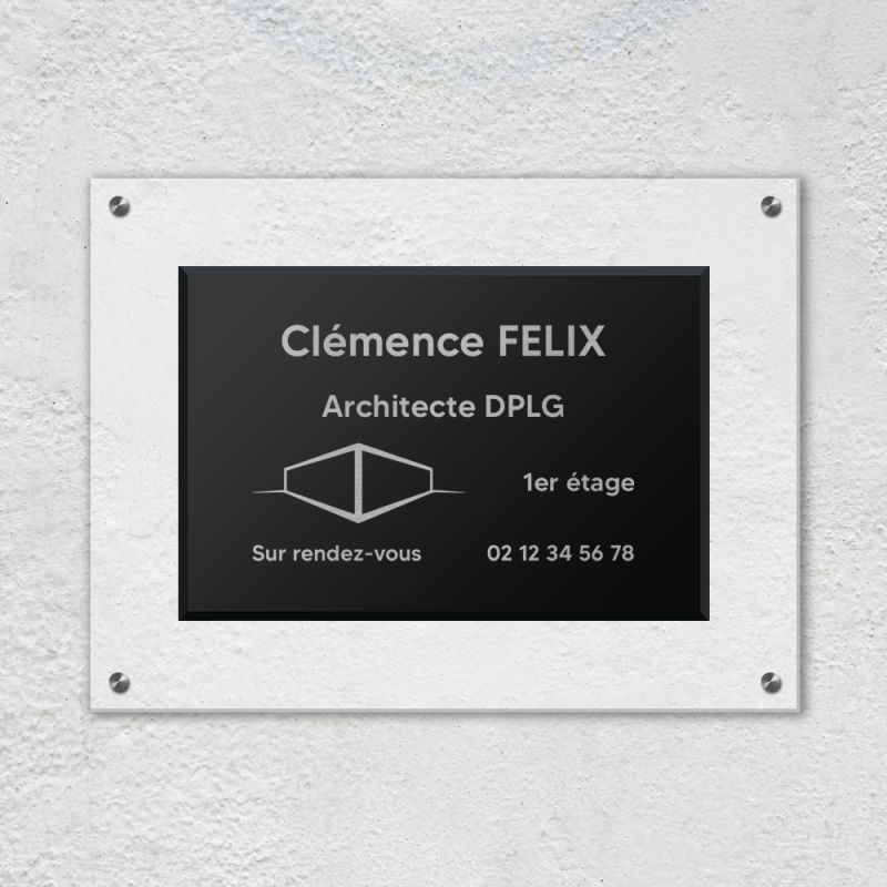 Support en plexi transparent pour Plaque Professionnelle