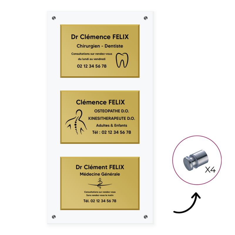 Support multi plaques professionnelles · 2 emplacements