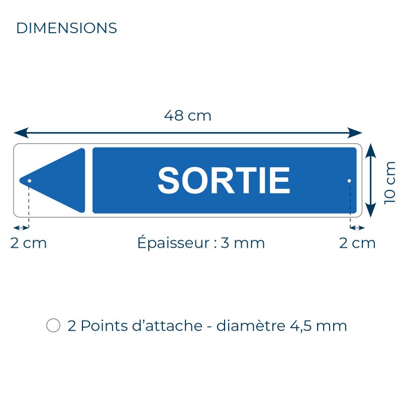 Panneau de signalisation parking · Sortie à Gauche- 48 x 10 cm