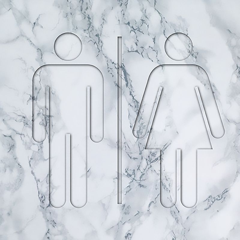 Plaque adhésive · Toilettes Mixtes Effet Marbre Blanc | DECOHO