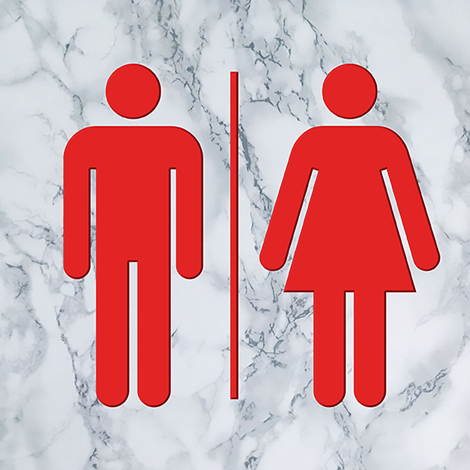 Plaque adhésive · Toilettes Mixtes Effet Marbre Rouge | DECOHO