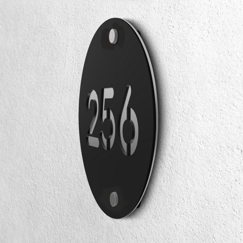 Street / house number to personalize Round model matte black color ...