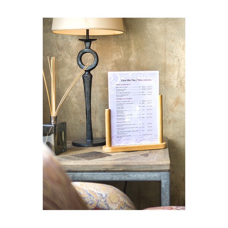 Porte menu transparent cadre bois en teck pour affichage menu hôtel ...