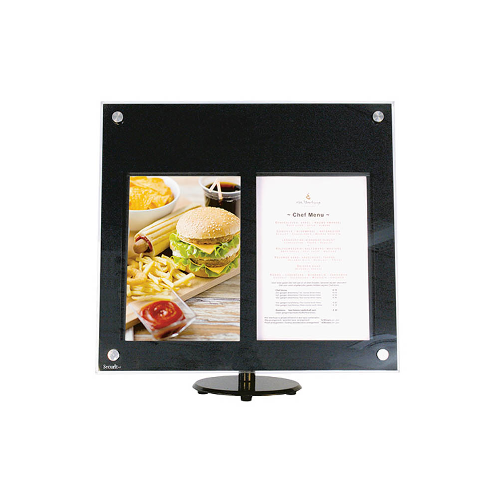 Porte menu LED modèle Classic format 4 x A4 en bois WENGE avec pied ...