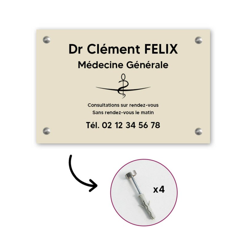 Plaque professionnelle personnalisée en PVC avec logo pour médecin ...