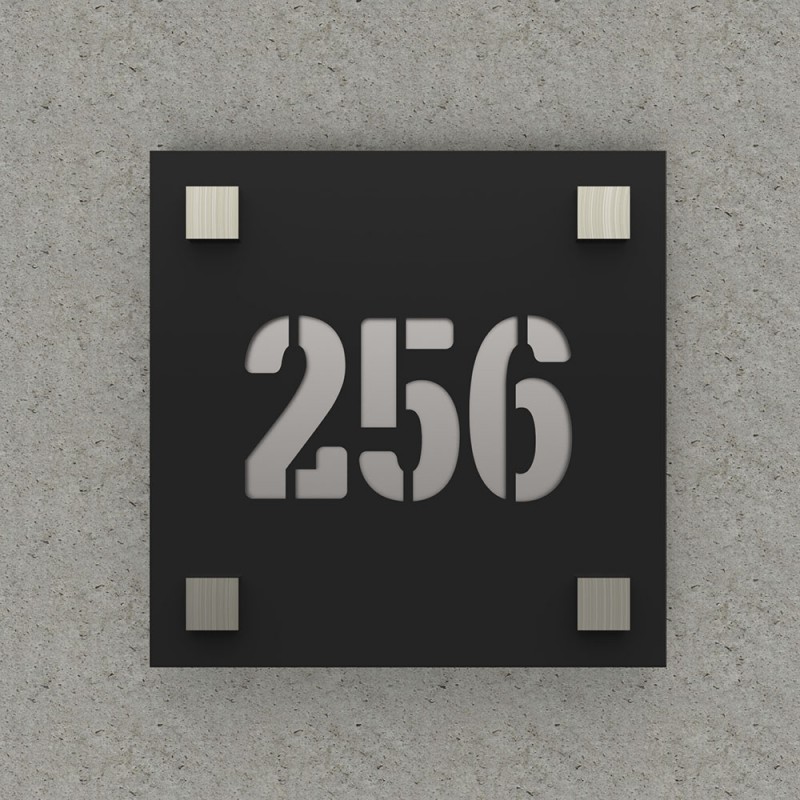 Street / house number to personalize Square model matte black color ...