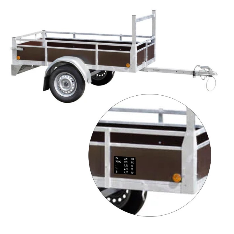 White tare plate for regulatory utility caravan trailer - Laser engraving